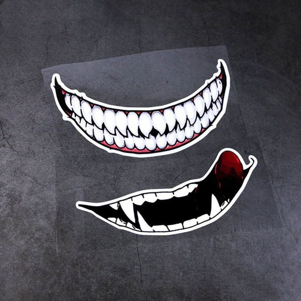 Motorcycle Helmet Sticker Evil Tooth Car Styling Decals Self Adhesive ...
