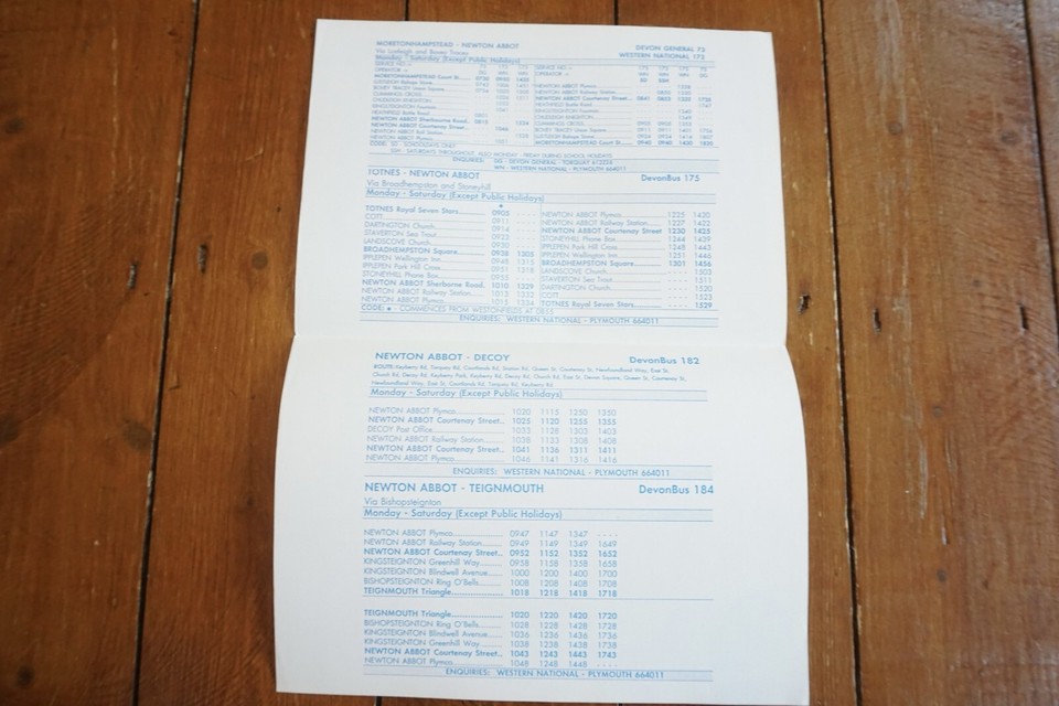 1990s Devon Bus & General Bus Timetable Collection | eBay UK