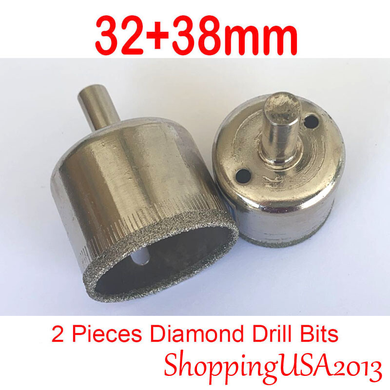 2pcs 32+38mm Diamond Drill Bit Set Hole Saw Cutter Glass Marble Granite ...