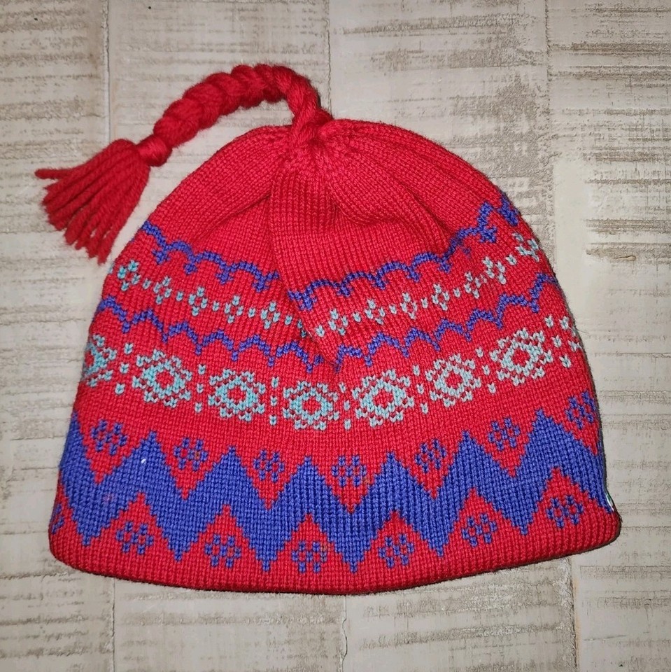 Vintage Original Moriarty Ski Hat Beanie Stowe VT 100% Wool Red Vermont ...