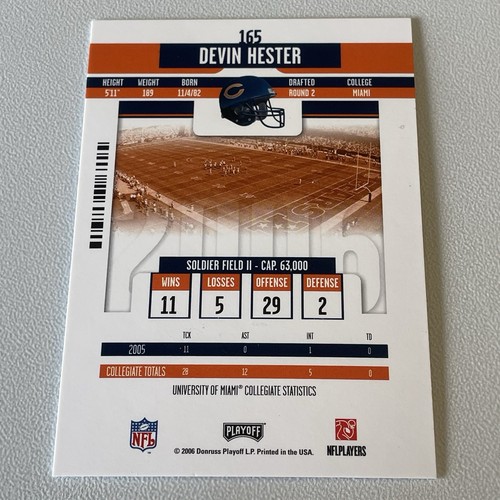 Devin Hester 2006 Playoff Contenders Rookie Ticket Auto Autograph ...