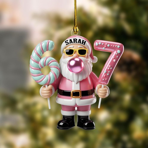 Personalized Santa 67 Christmas Flat 2D Arcylic Ornament Teacher ...