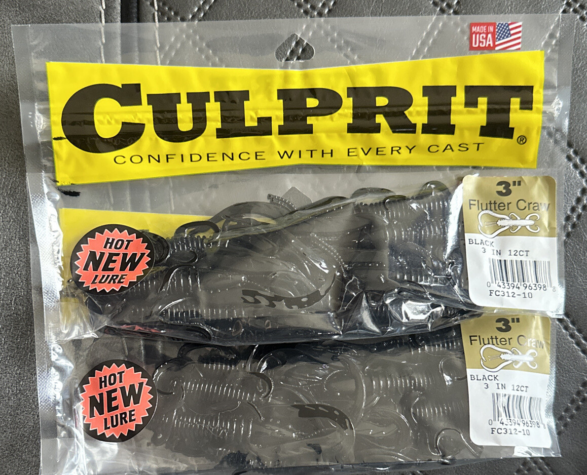 2 Packs Culprit 3” Flutter Craw Black | eBay