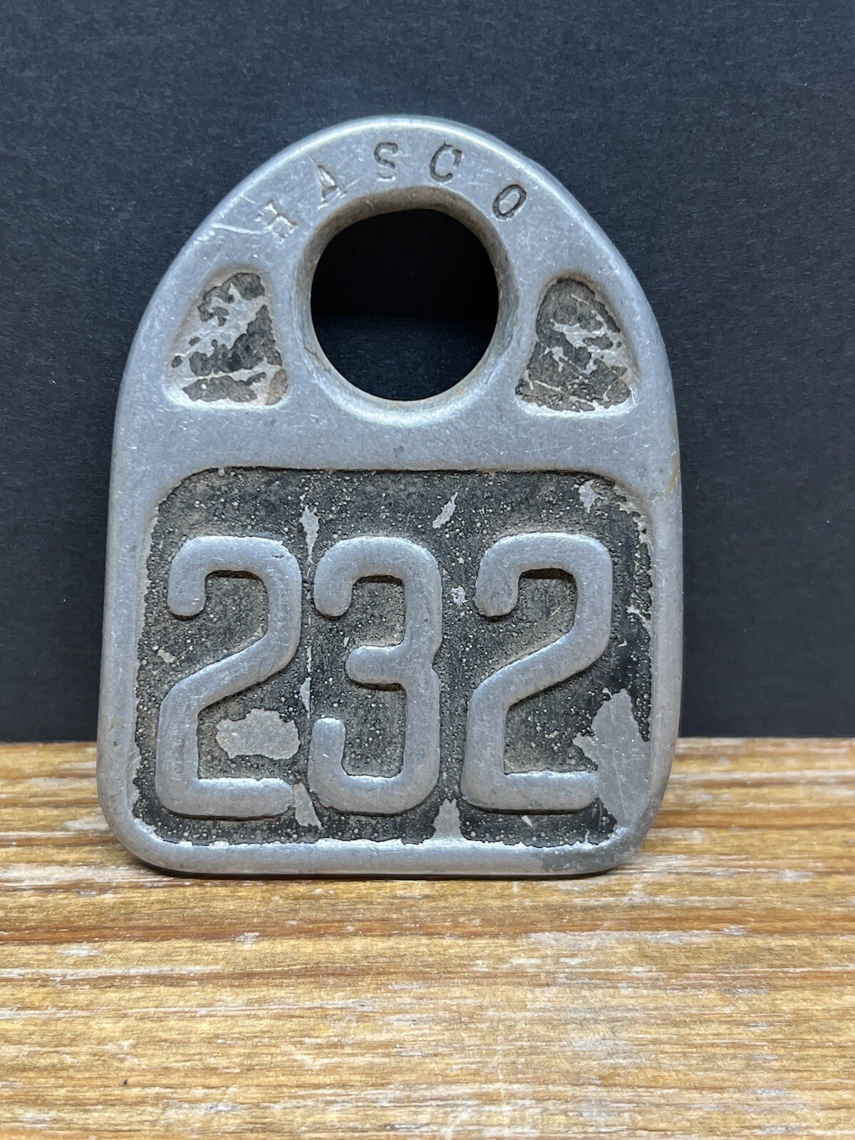 Number 232 Cattle Tag Vintage Numbered Keychain Tag Large Metal Cow Tag ...