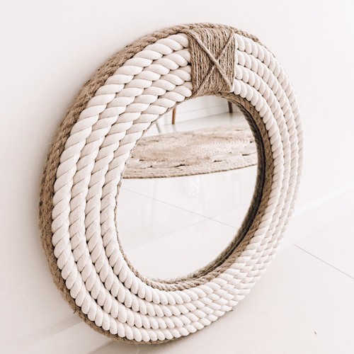 Country Coastal Nautical Hampton Style Round Rope Mirror Large 110cm ...