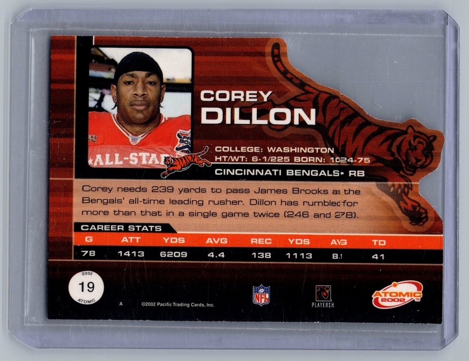 2002 Pacific Atomic #19 Corey Dillon | eBay