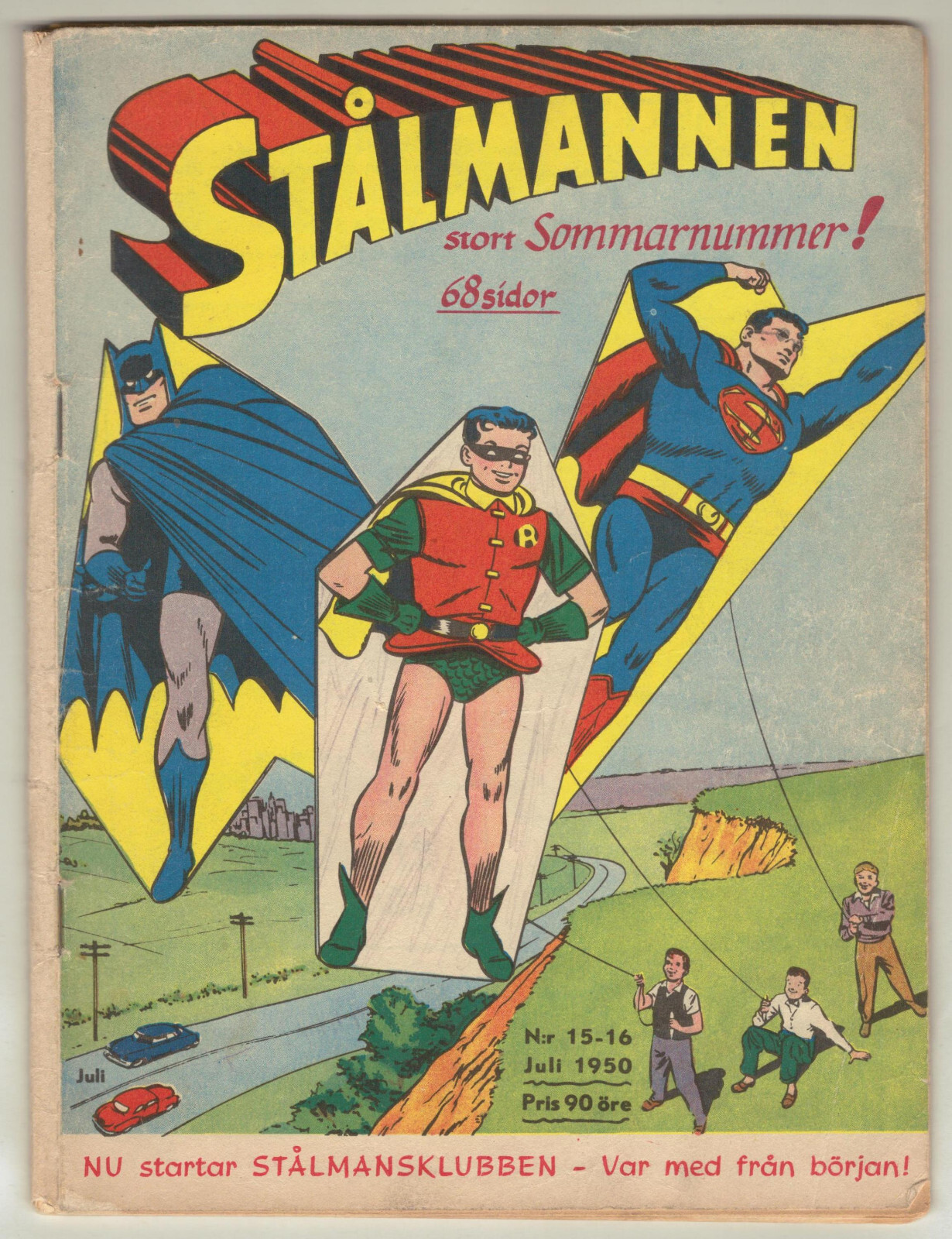 SUPERMAN #15 Swedish Golden Age Comic! World's Finest #46 cover! Batman ...