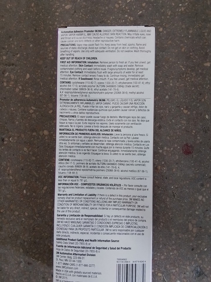 3M 05888 EZ FIX FLEXIBLE BUMPER PATCH KIT INCLUDES ADHESION PROMOTER ...