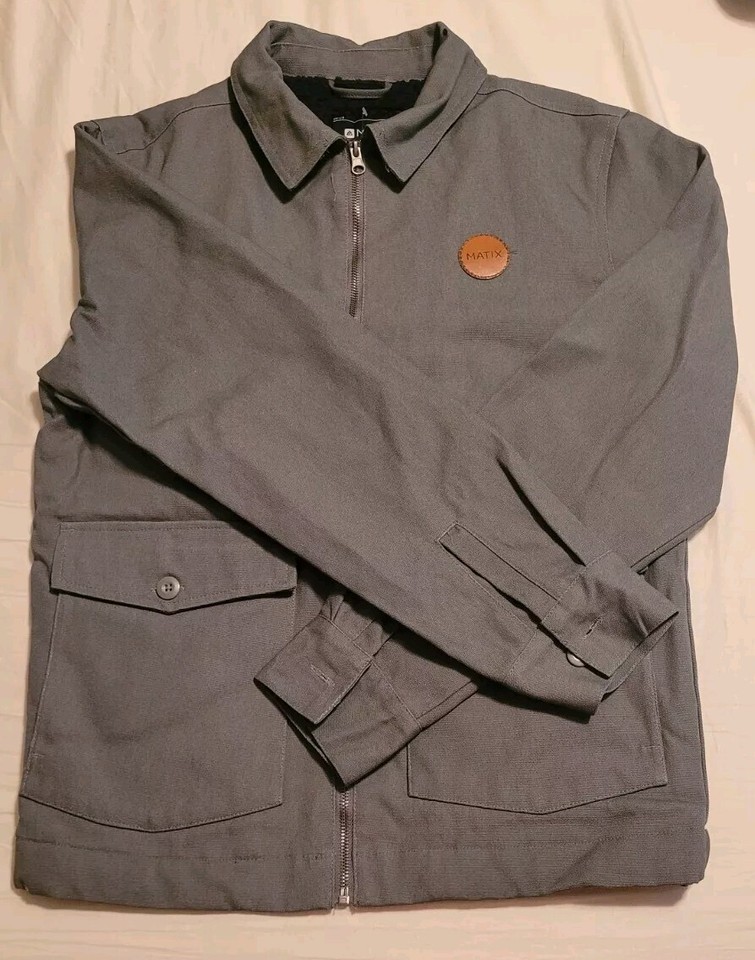 Matix Sherpa Lined Canvas Jacket Coat Trucker Biker Skateboard Full Zip ...