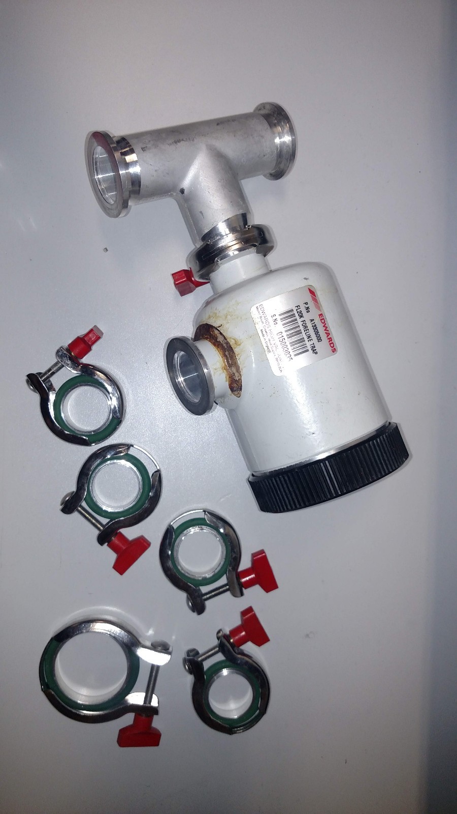 Edwards FL20K Foreline Trap w/ Rubber Clamp Valve Connection Seals | eBay