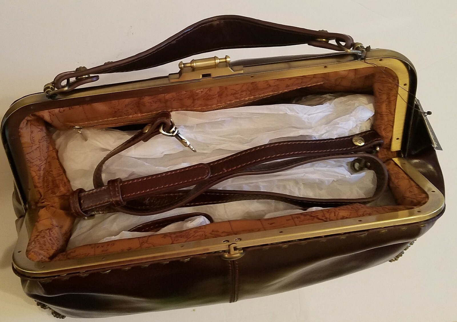 Patricia Nash Discovery Maura Leather Frame Satchel Dark tobacco Brown ...