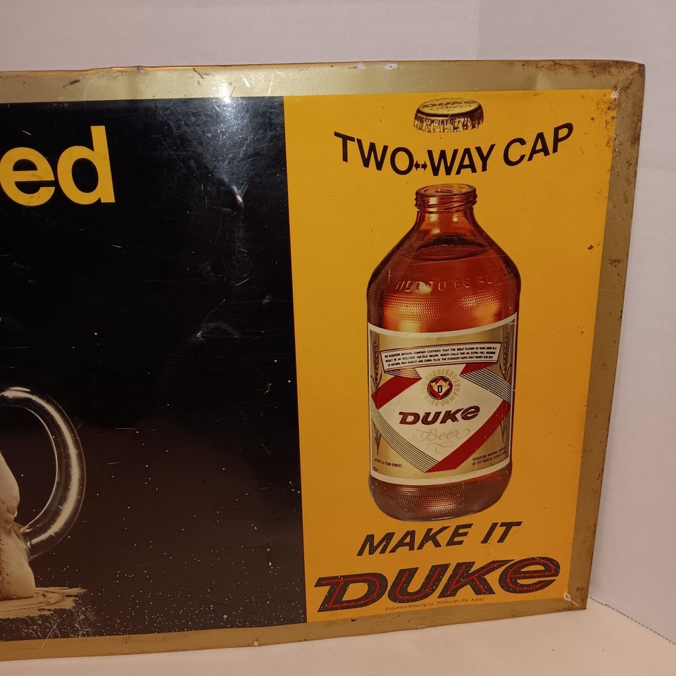 Duke Beer Advertising Bar Sign Metal Easel-Style Duquesne Brewing 22" X ...