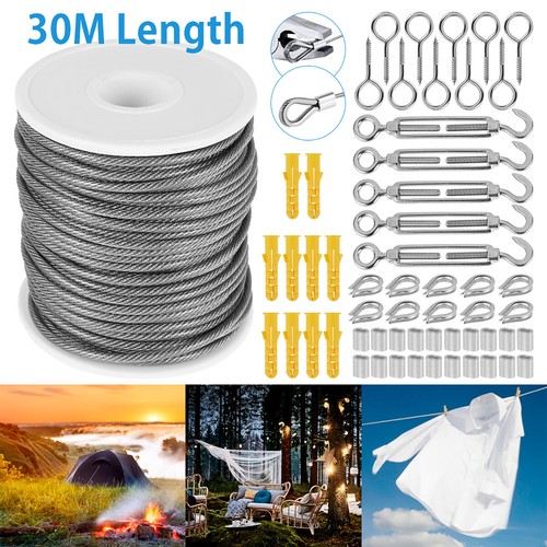 Stainless Steel Wire Rope Cable Hooks Cable Rope Hanging Kit Outdoor ...
