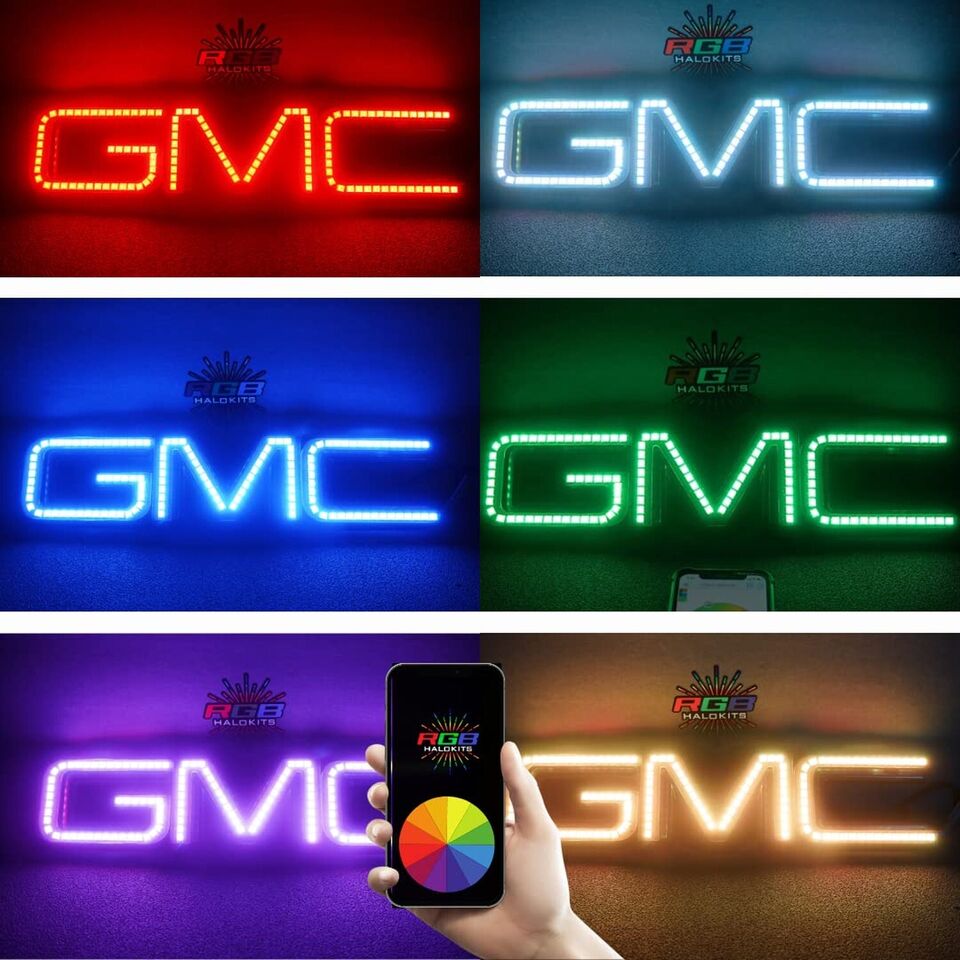 Multicolored LED Logo to fit GMC Front Emblem - Illuminated Truck Logos ...