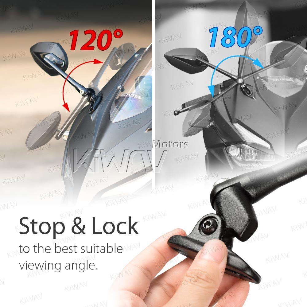 KiWAV Venom Black Motor Mirrors (w/ Blk Base) for 2003-2009 Suzuki SV ...