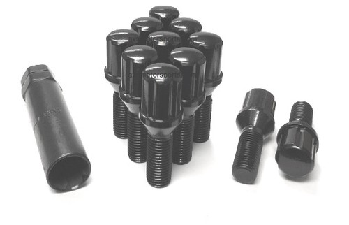 (10) 12x1.5 SPLINE LUG BOLTS BLACK WHEEL LOCKS 24MM SHANK MOST BMW ...