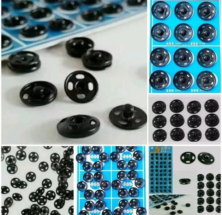 Black Press Stud Buttons Metal Studs Snap Fastener Sew On Titch Button ...