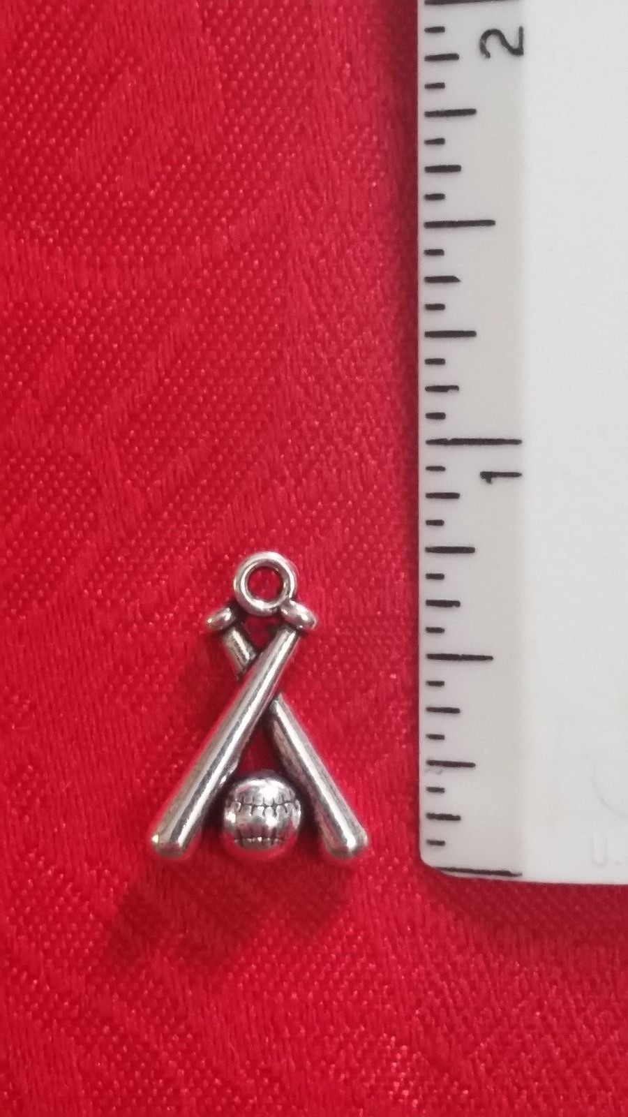 SOFTBALL BASEBALL 3D BATS & BALL ANTIQUE SILVER CHARM- EARRINGS, BAIL ...