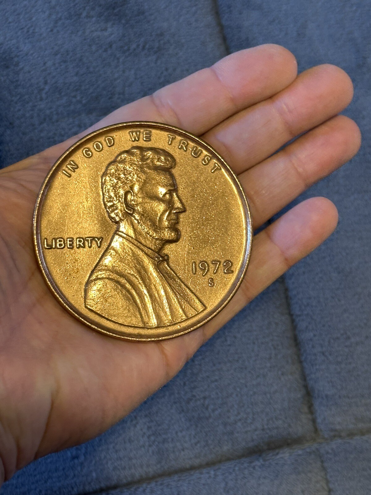 Large 3 Inch Novelty Medal/Coin/Coaster/Paperweight 1972 S Lincoln One ...