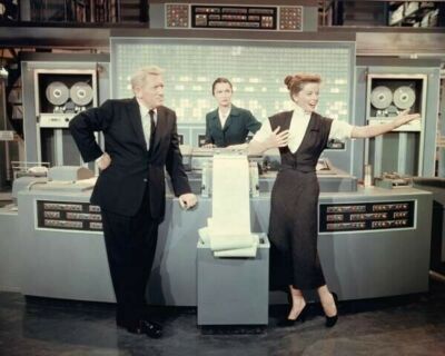 Desk Set 1957 Spncer Tracy Katharine Hepburn with UNIVAC computer 8x10 ...