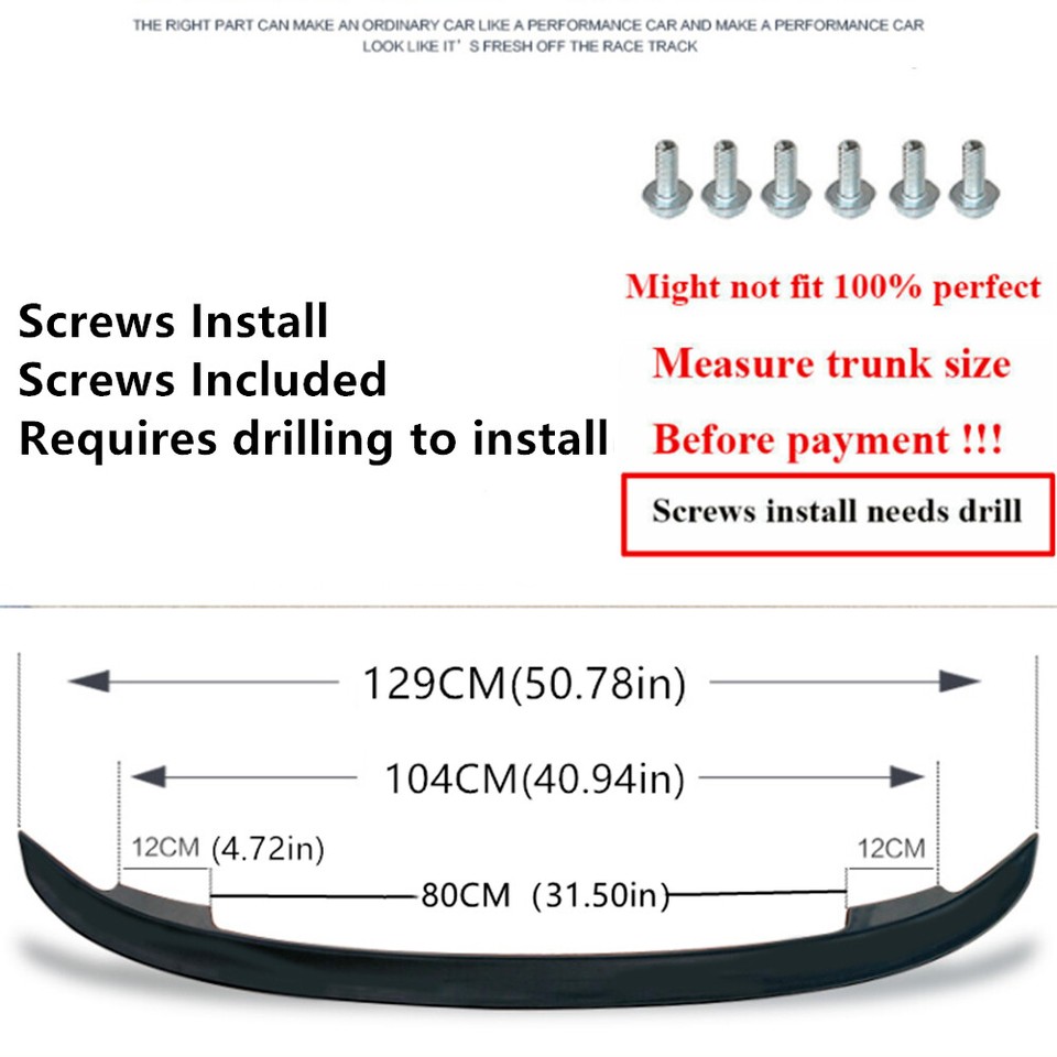 For Nissan Versa 2020-2024 Universal 50.7'' Painted Rear Trunk Spoiler ...