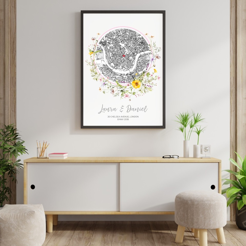 Personalised Custom Home Map, New First Time Home Buyer, Housewarming ...