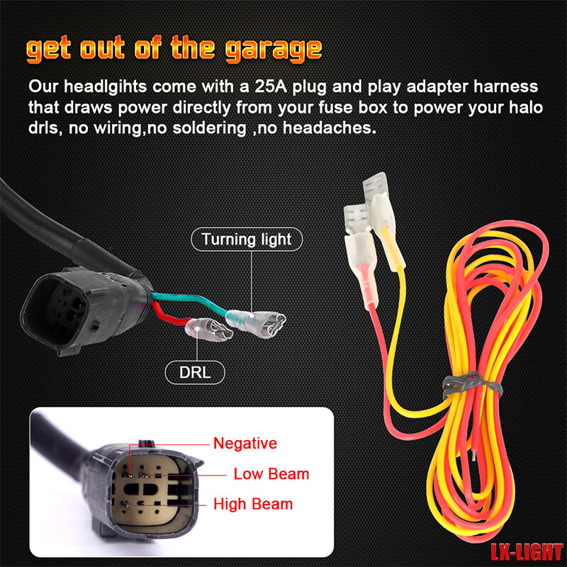 2x 9 Inch Halo LED Headlights Hi-Lo Turn Signal For Jeep Wrangler JL ...