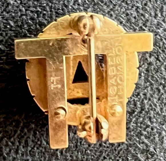 Vtg14K Gold Alpha Omicron Pi Pin Pink Ruby & Seed Pearls 5/8" 4.4g | eBay