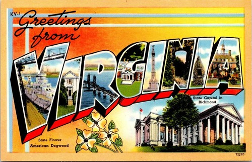 Big Colorful Letters Greetings From Virginia Vintage Postcard | eBay