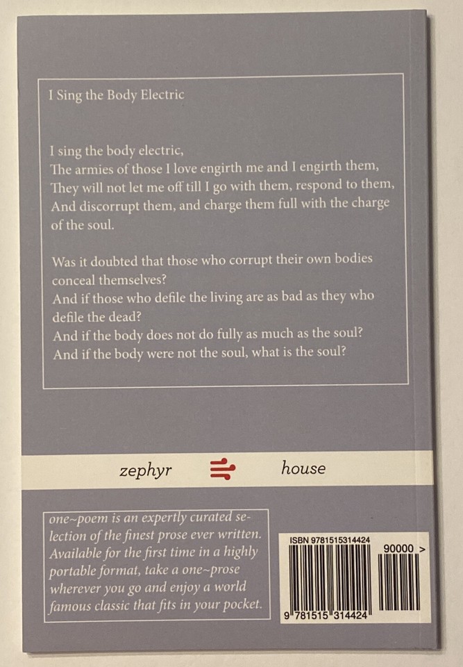 One~poem Ser.: Children of Adam and I Sing the Body Electric by Walt ...