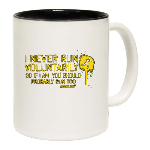 Running Pb I Never Run Voluntarily GIFT BOXED Funny Mugs Novelty Coffee ...