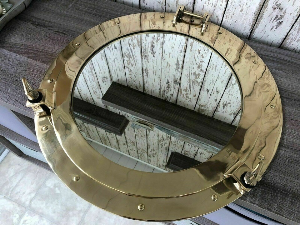 12" Brass Porthole Mirror Nautical Wall Decor Large Working Ship Cabin ...
