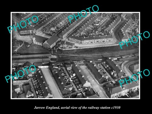 OLD 8x6 HISTORIC PHOTO OF JARROW ENGLAND AERIAL VIEW OF RAILWAY STATION ...