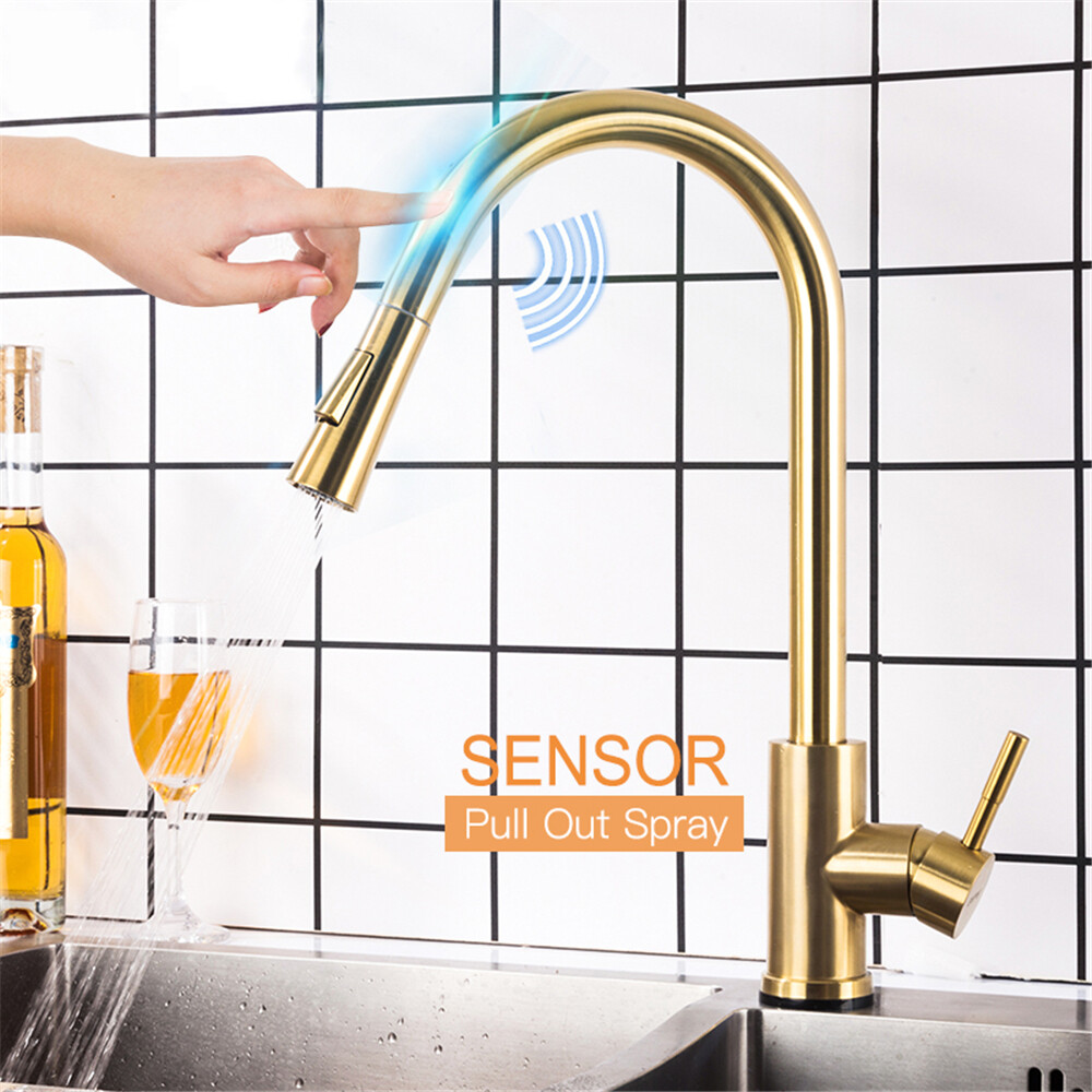 Touch Sensor Kitchen Sink Taps with 360° Pull Out Monobloc Mixer ...