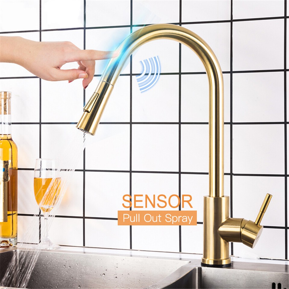 Touch Sensor Kitchen Sink Taps with 360° Pull Out Monobloc Mixer ...