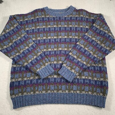 Alps Sweater Mens XL Blue Wool Vintage Grandpa Pullover | eBay