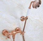 Red Copper Wall Mounted Bathroom Faucet Shower Mixer Tap Hand Shower ...