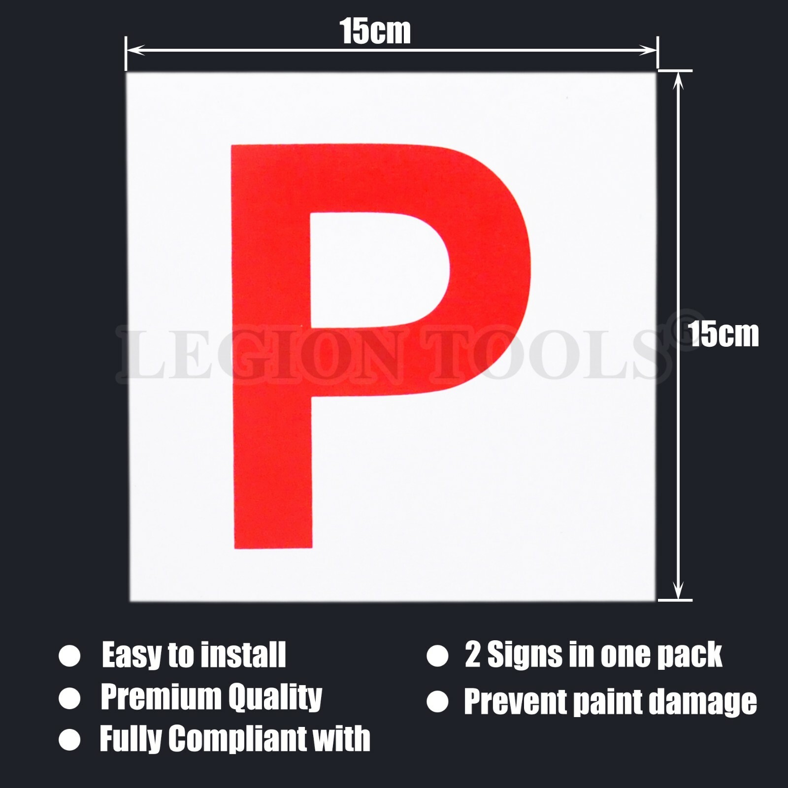 RED P Plate Magnetic 2pcs Driver Car Number License GREEN P Yellow L P1 ...