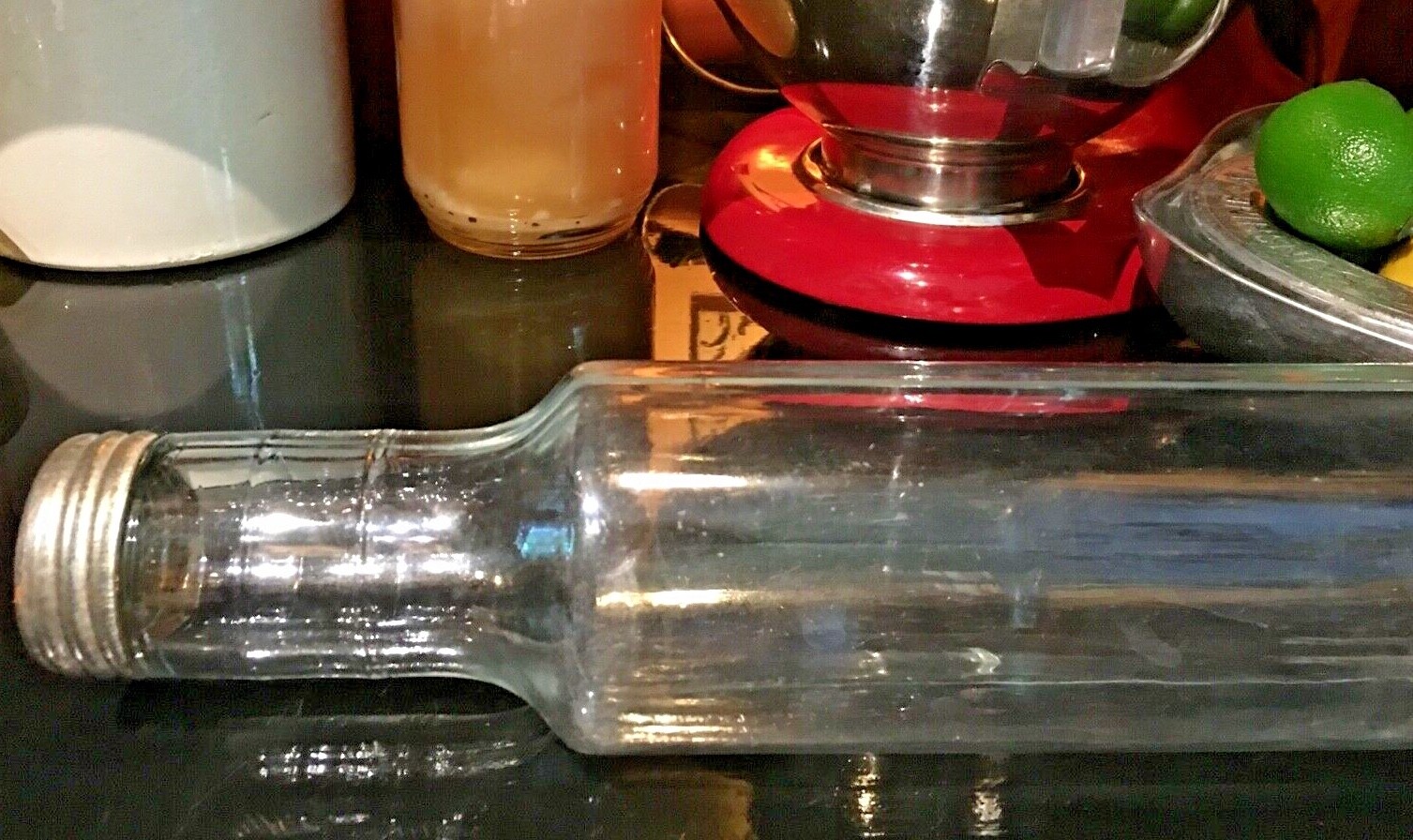 Vintage 16-1/2" Long Glass Rolling Pin Metal Screw On Cap | eBay