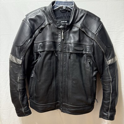 Harley Davidson Men's FXRG Black Leather Jacket Pockets Armor L 3in1 ...