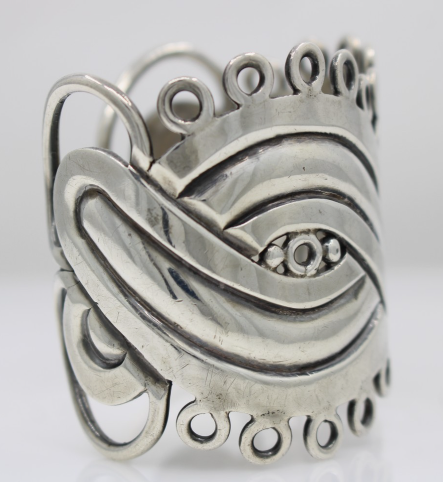 Vintage William Spratling Sterling Silver Mask Cuff Bracelet 7" - 114.8 ...