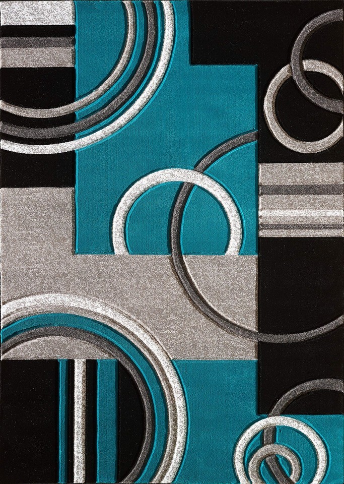 GLORY RUGS Area Rug Modern 2x7 Turquoise Soft Hand Carved Contemporary ...