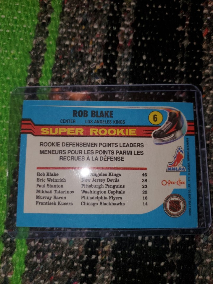 1991 O-Pee-Chee Rob Blake Super Rookie #6 Los Angeles Kings Mint | eBay