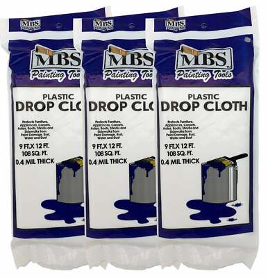 MBS 9' x 12' 0.4 Mil High Density Plastic Drop Cloth (3 pack) | eBay