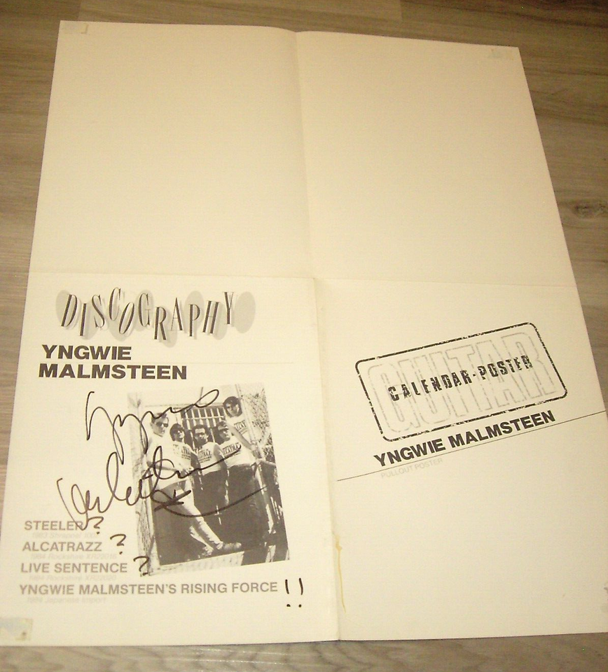 YNGWIE MALMSTEEN 21 x 30” 1986 Original GUITAR WORLD SIGNED AUTOGRAPHED ...