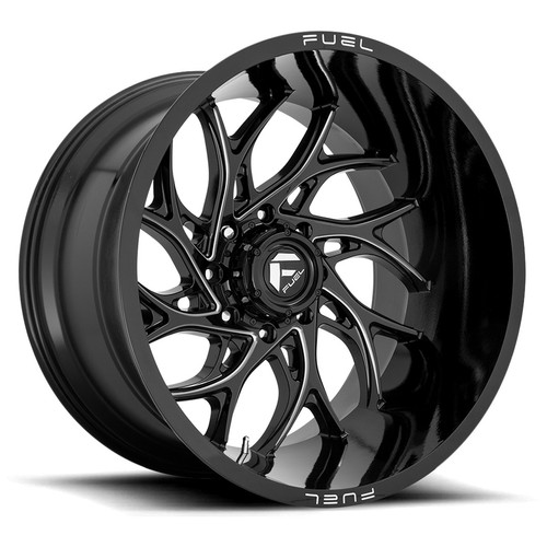 (Set of 4) Fuel D741 Runner 22x10 8x180 -18mm Black/Milled Wheels Rims ...