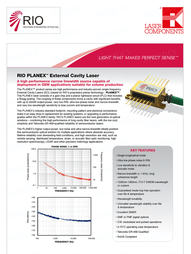 RIO PLANEX 1550nm Narrow Linewidth Laser Diode 1Khz 10dBm PMF | eBay
