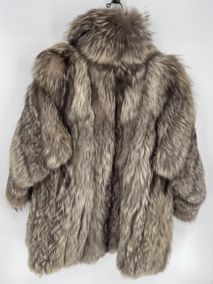Vintage Genuine Luxury Canadian Silver Fox Fur Pelts Coat Jacket Women ...