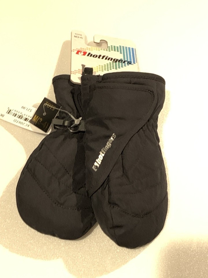 Hot Fingers Zip N’ Slide Tots Black Mittens Insulated Waterproof ...