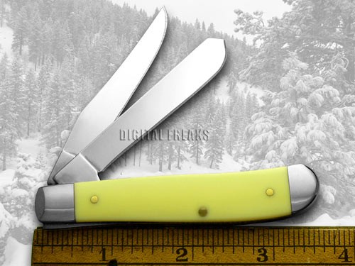 Case xx Knives Mini Trapper Smooth Yellow Delrin Pocket Knife Stainless ...